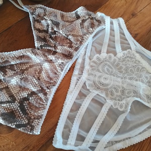 Mix and Match Snake Print Lingerie Set Neutral Bralette | Etsy