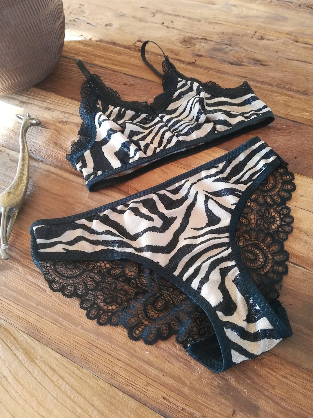 Zebra Print Lingerie Set, Mix and Match Lingerie, Animal Print Bralette ...