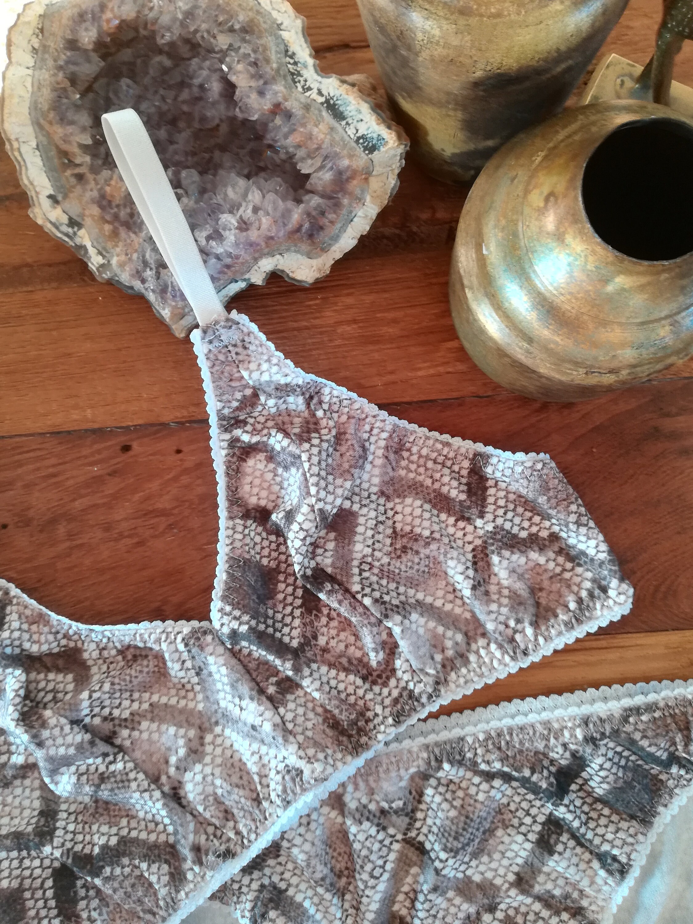 Snake Print Bralette, Neutral Bralette, Basic Boho Lingerie - Etsy UK