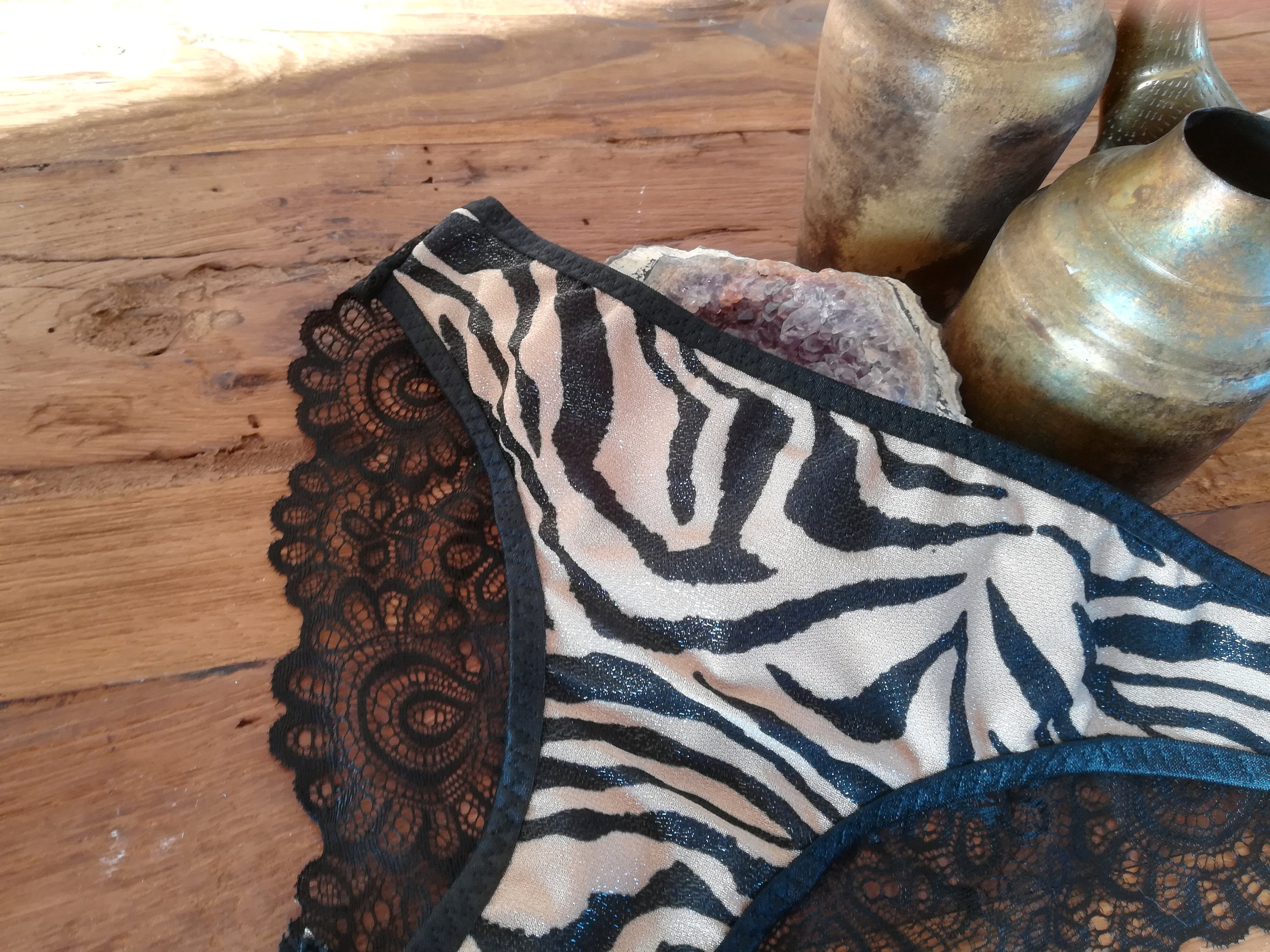 Mix and Match Lingerie Set, Black Sexy Bralette, Zebra Print Panties ...
