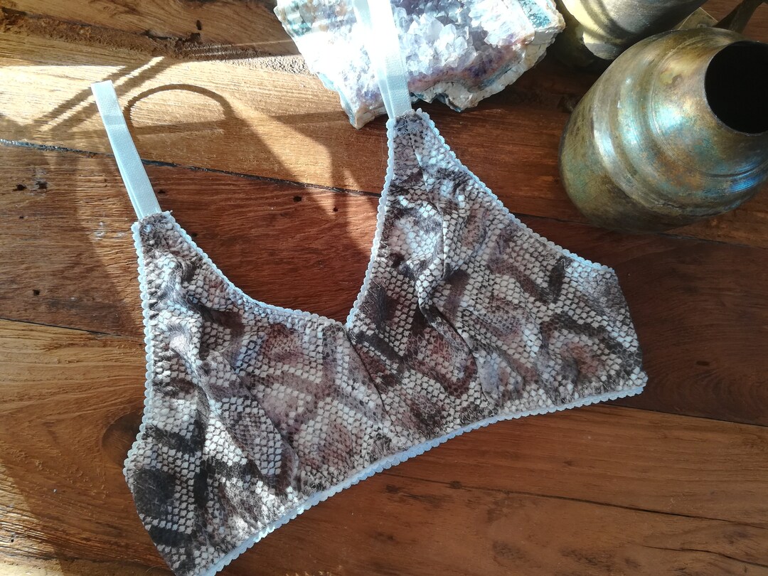Snake Print Bralette, Neutral Bralette, Basic Boho Lingerie - Etsy