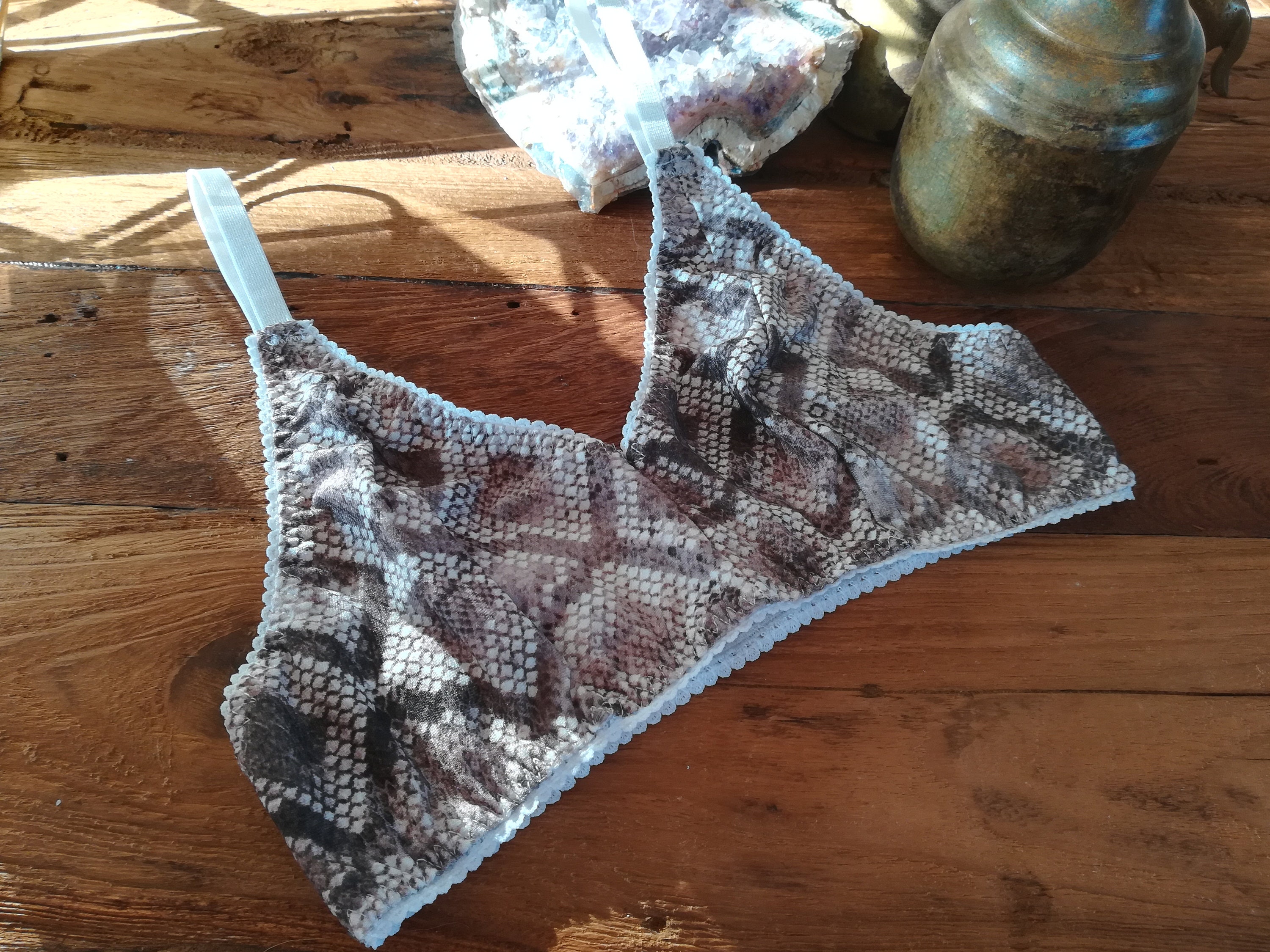 Mix and Match Snake Print Lingerie Set Neutral Bralette - Etsy