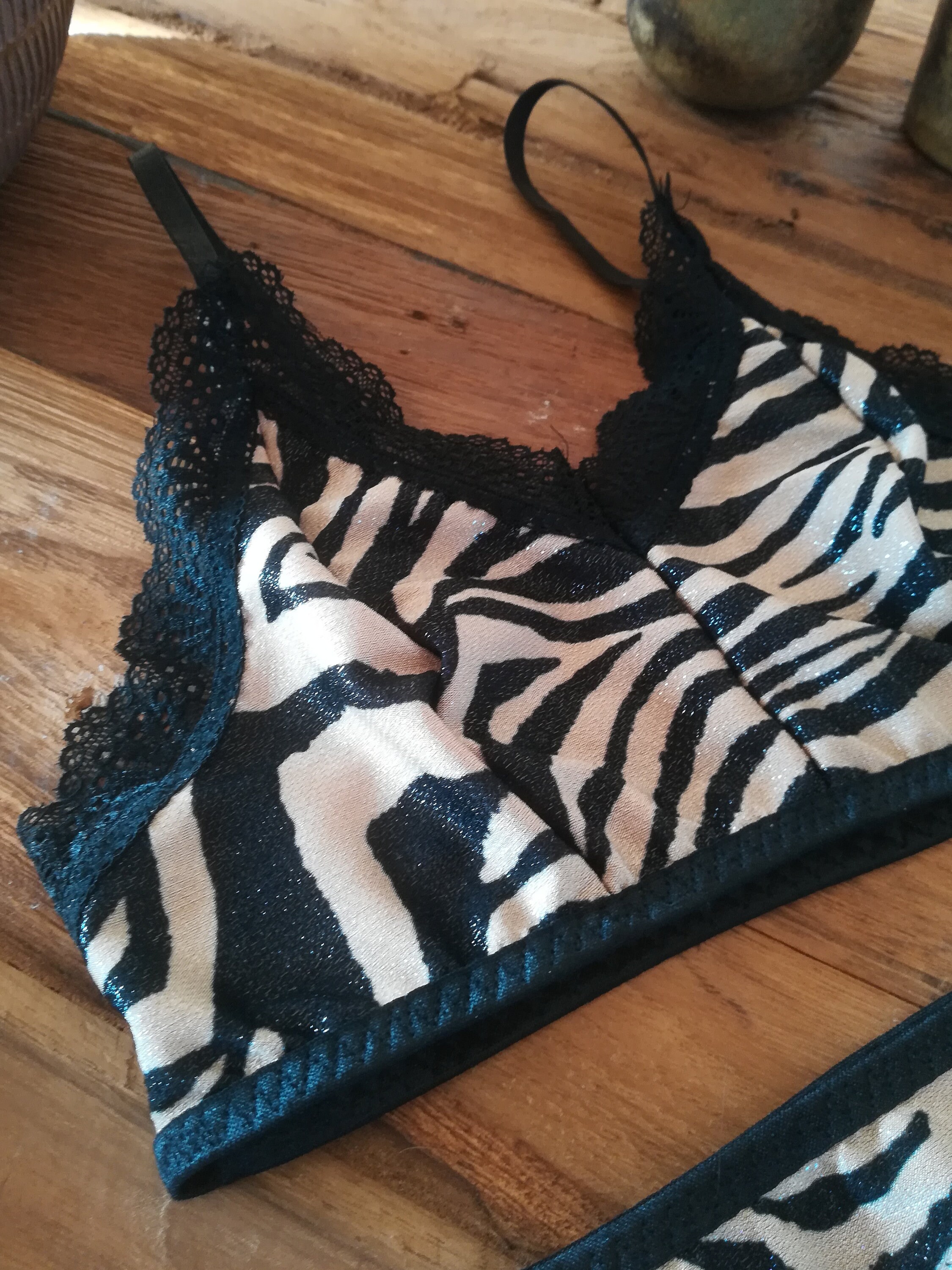 Zebra Print Lingerie Set, Mix and Match Lingerie, Animal Print Bralette ...