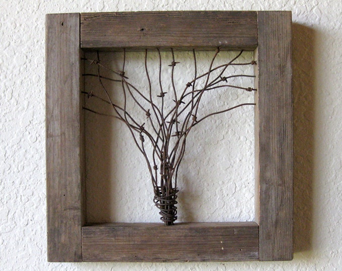 Reclaimed Barn Wood and Barbed Wire Tree Wall Art 14 X - Etsy