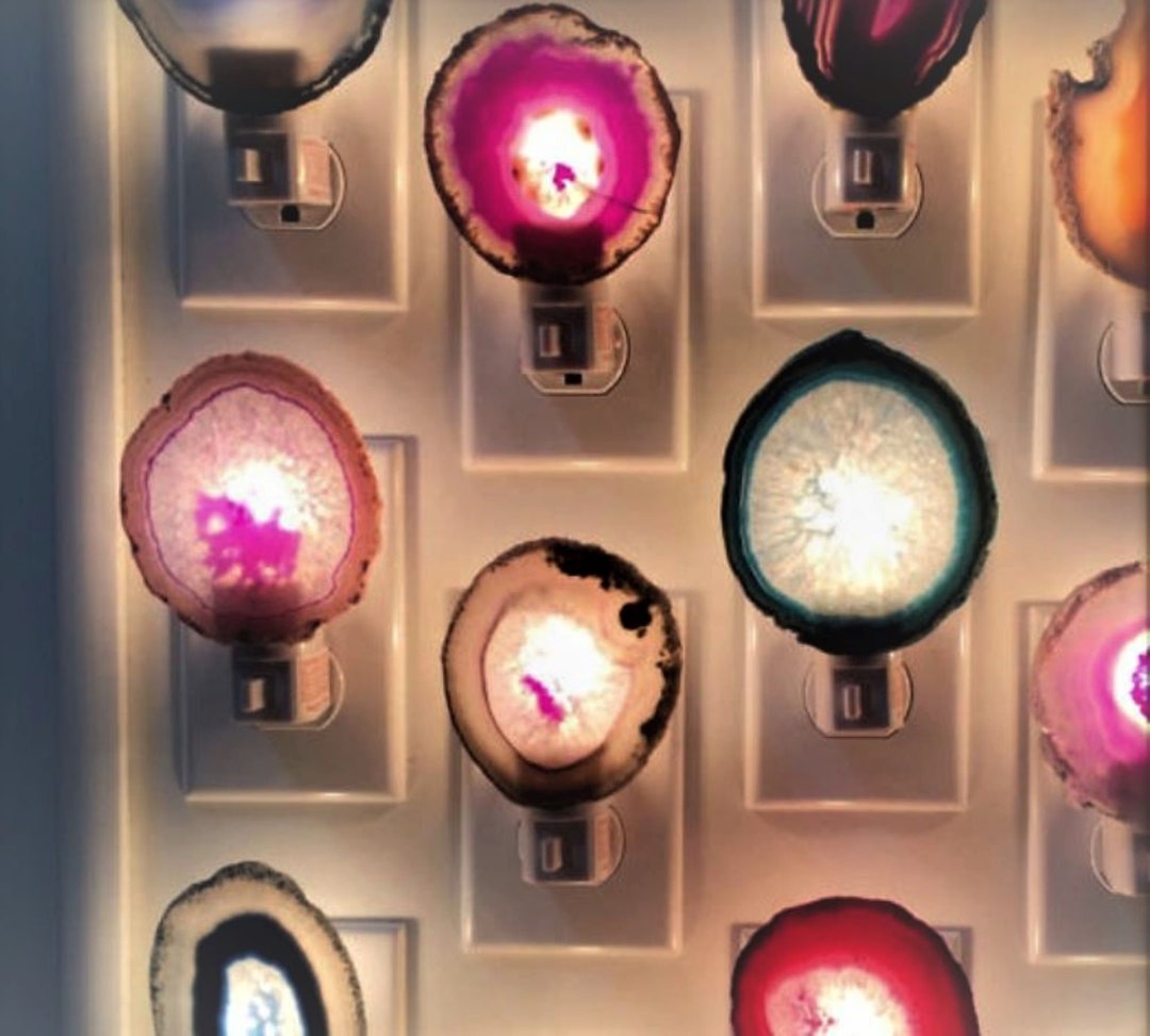 Agate Night Light Geode Night Light - Agate Slice Light - Bedroom Night ...