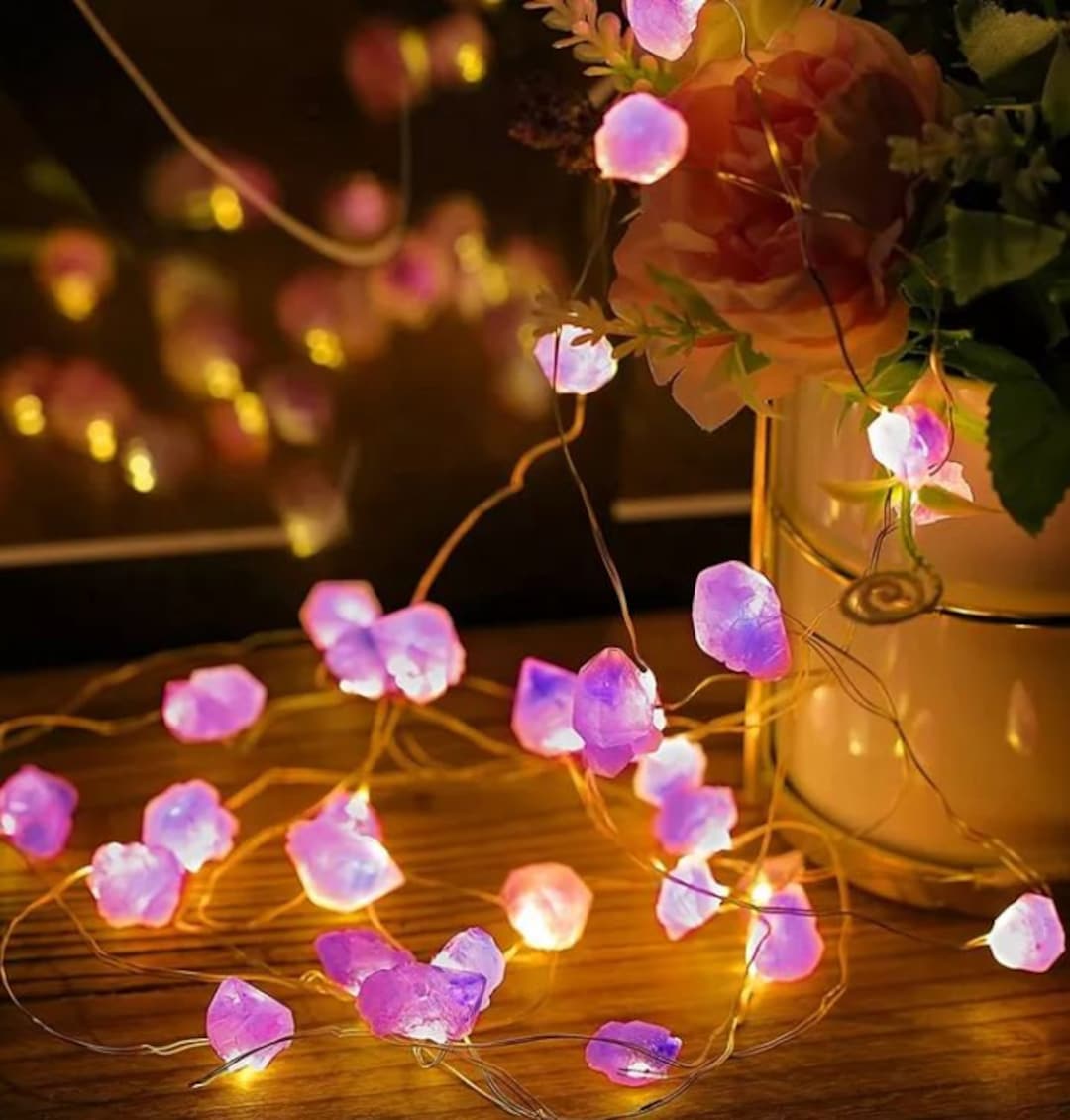 Bright Pink Stone String Lights - 7.5 Feet in Length - Etsy