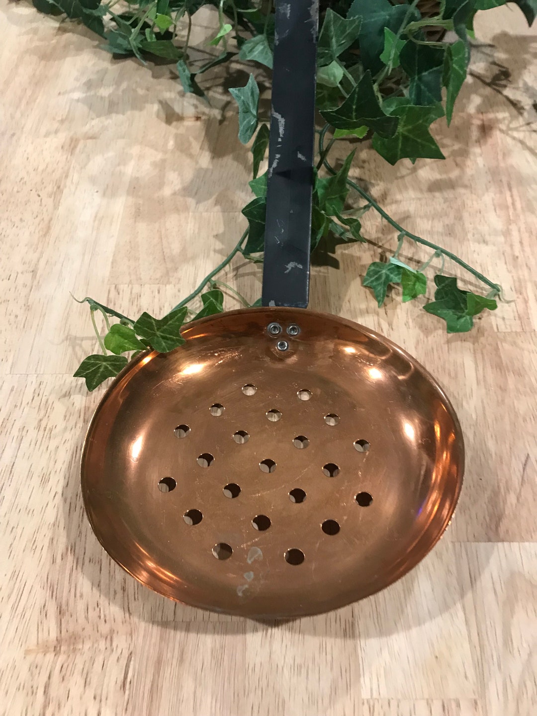 Copper and Steel Ladle, European Cottage or Farmhouse Décor, Large ...