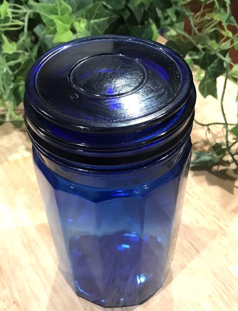 Blue Glass Canister, Cobalt Blue With Lid Jar, Tall Storage Container ...