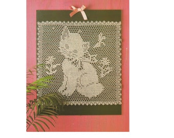 Cute Vintage Filet Crochet Baby Blanket Pattern From 1940s, Abcs Stork ...