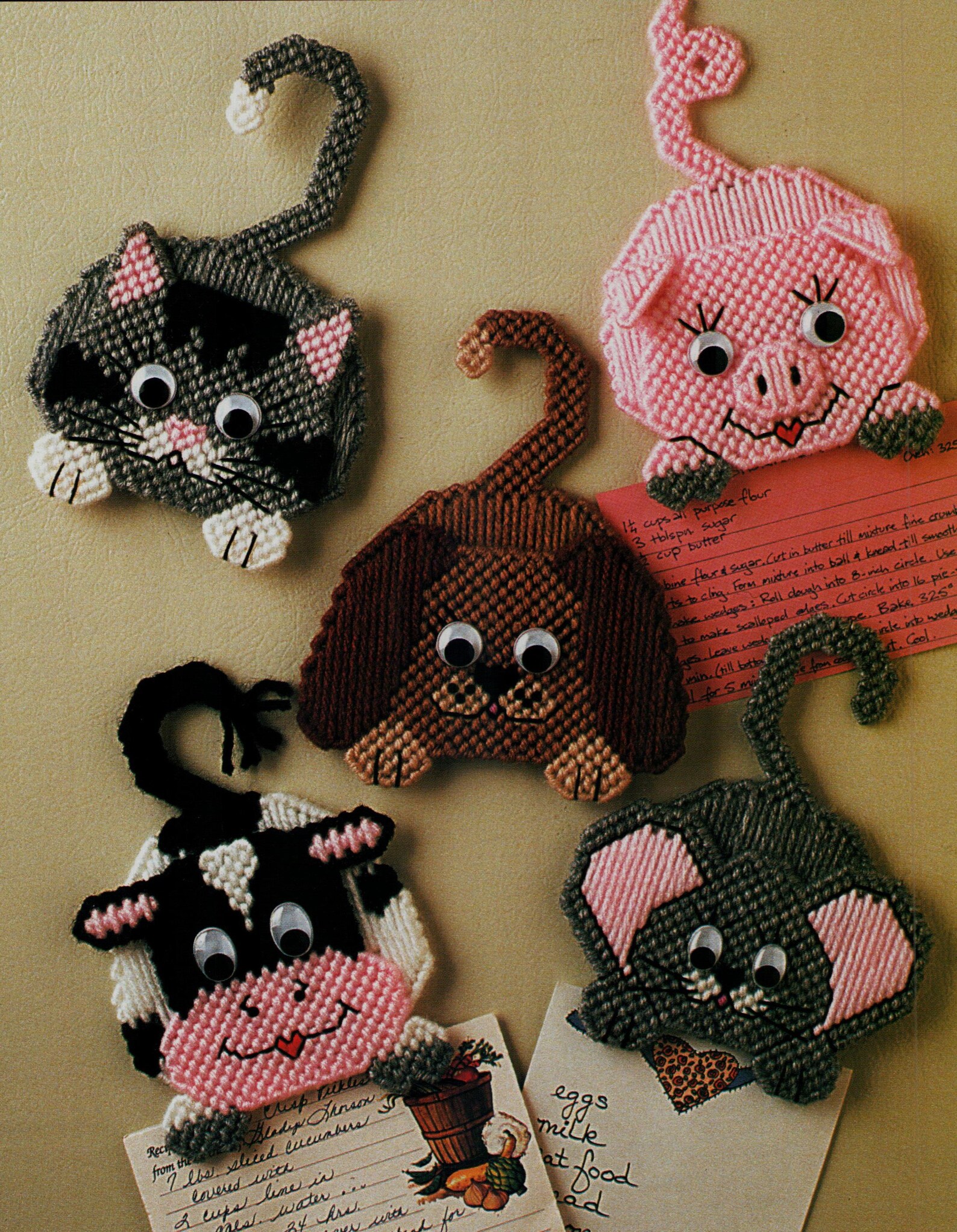 Fridge Magnets Plastic Canvas Cat Dog Cow Pig and | Etsy