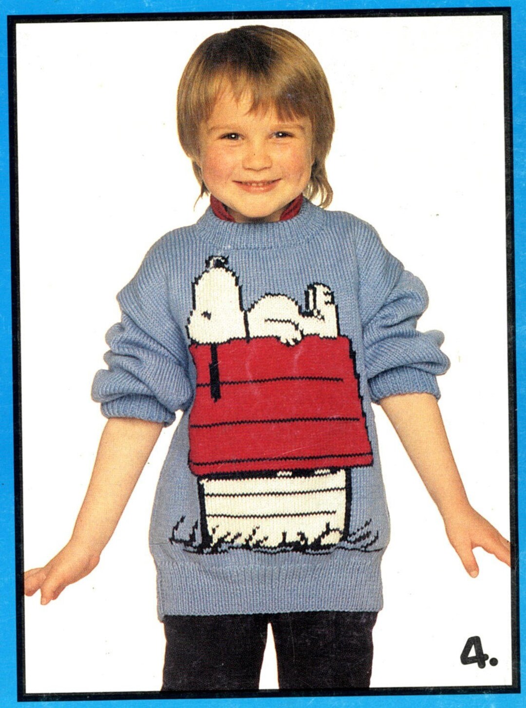4 Styles Adults and Children's Peanuts Snoopy Intarsia Pullover Picture ...