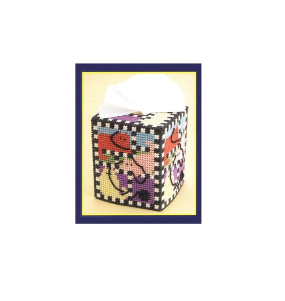 Plastic Canvas Cat Tissue Box Cover Pattern PDF Plastic | Etsy