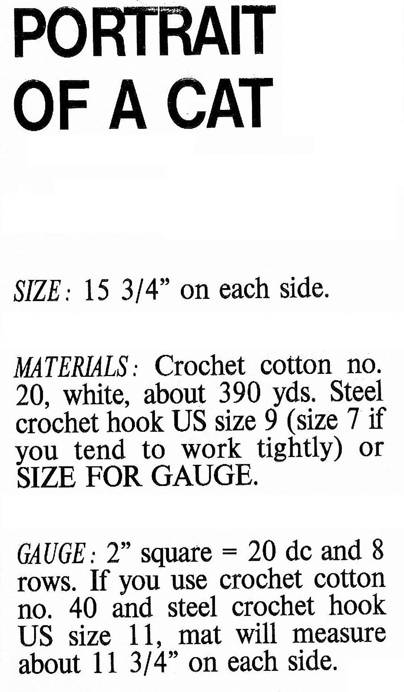 Portrait of a Cat Filet Crochet Pattern Instant Download - Etsy