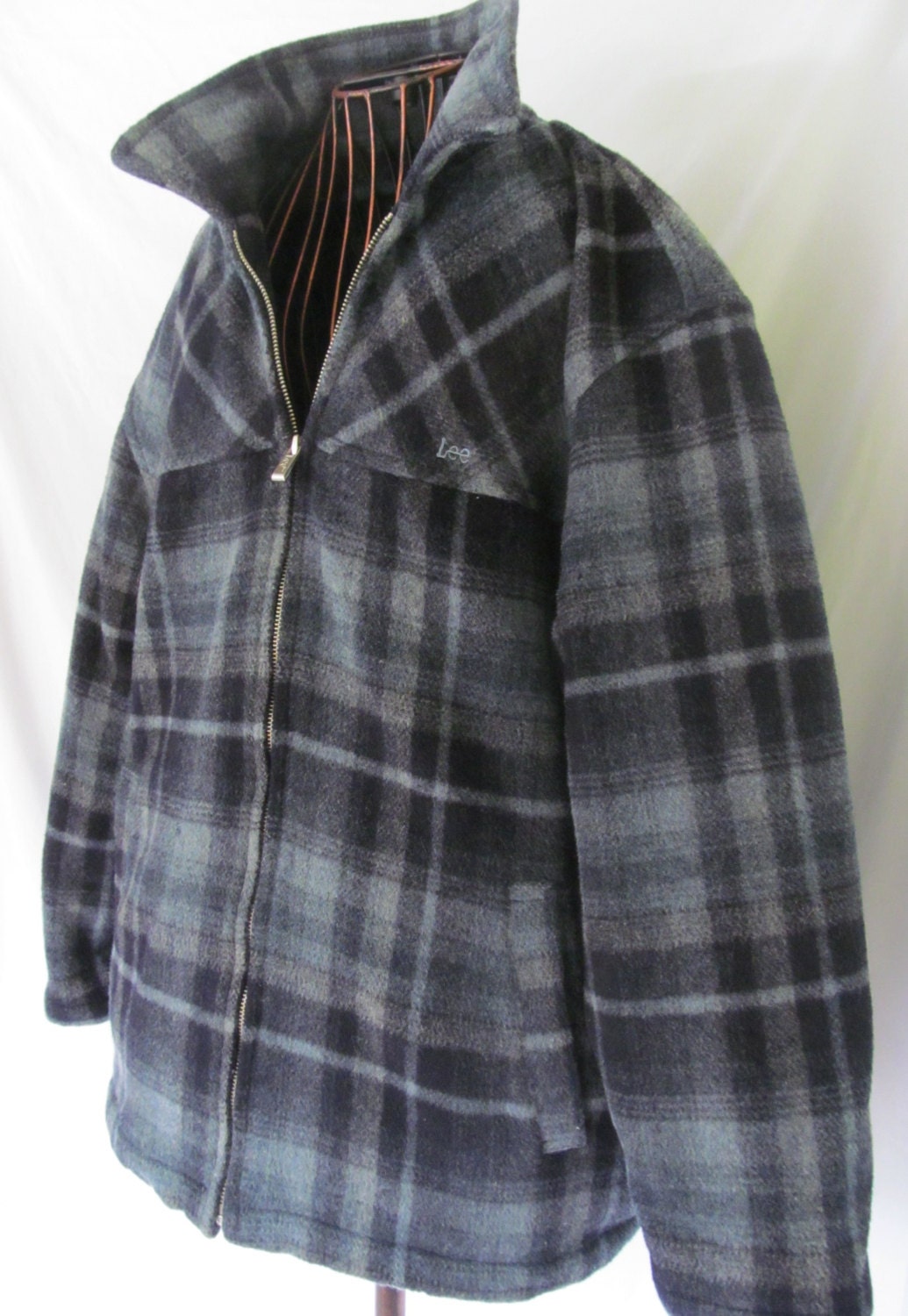 Warm Blue Plaid Jacket Wool Insulated Parka LEE Plaid Wool - Etsy