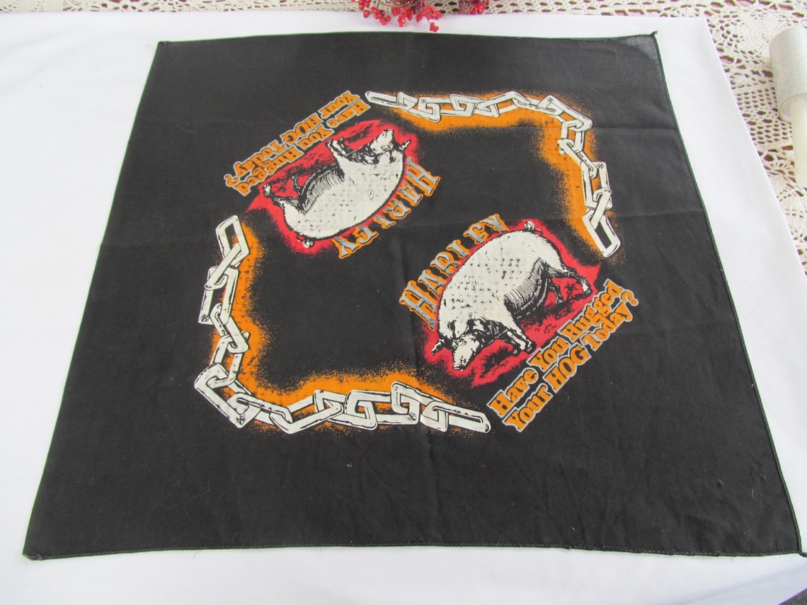 1980s Harley Davidson Bandana Scarf Harley Hog Do Rag Vintage Harley ...