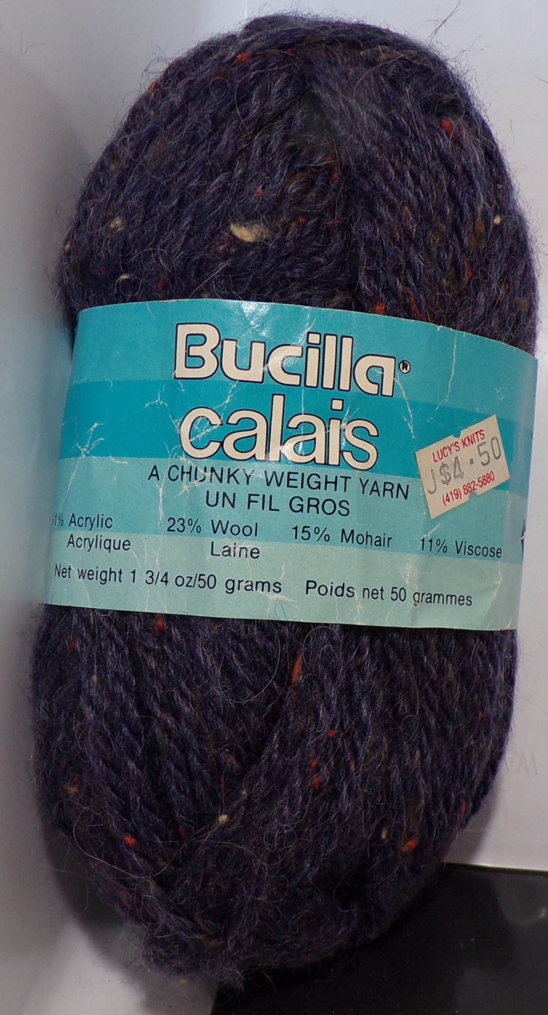Bucilla 'calais' Chunky Acrylic Wool Mohair Flecked Blue; 1 Full Skein ...