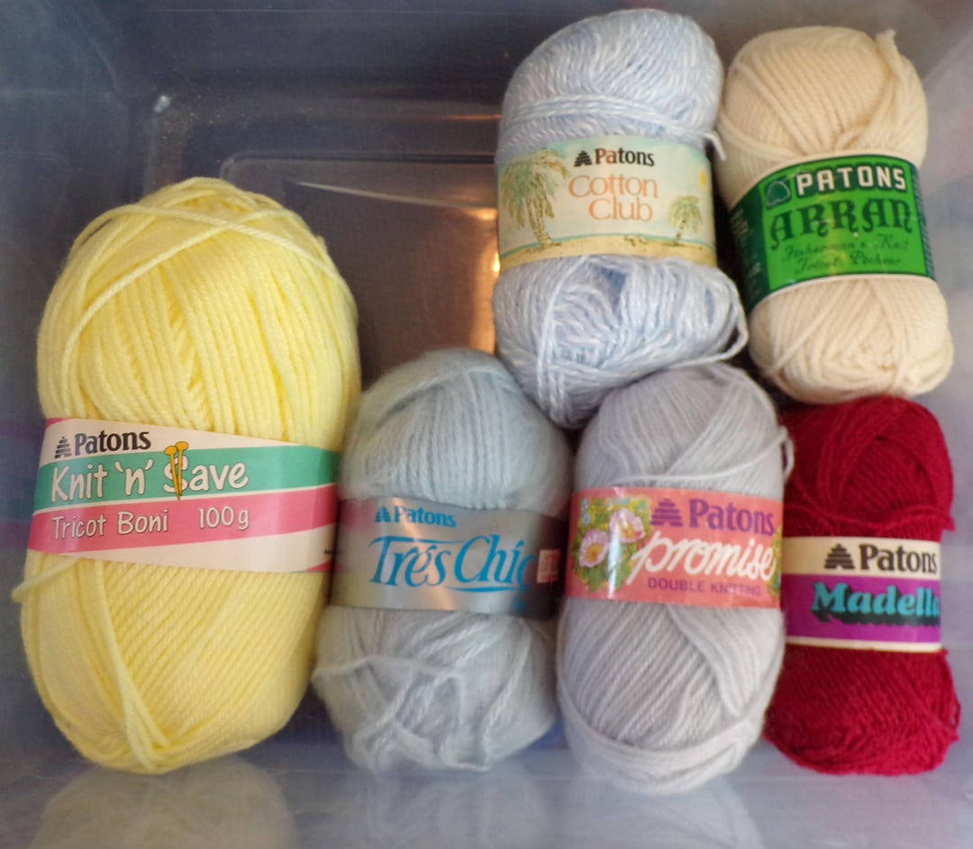 Patons Yarn; Mixed Lot of Different Styles, Blue, Yellow, Red, Beige ...