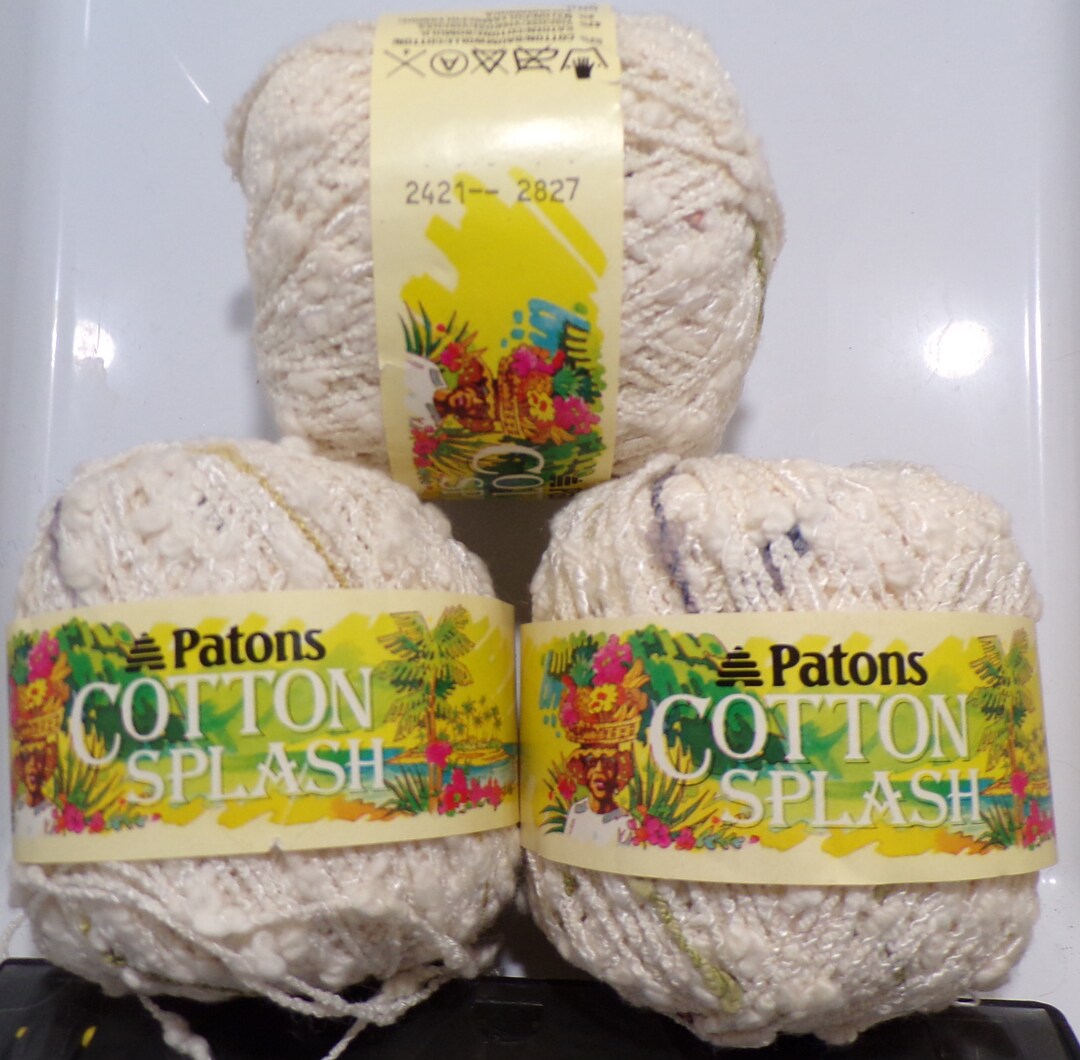 Patons 'color Splash' Natural W/brown Accents; Cotton; Worsted; Lot of ...