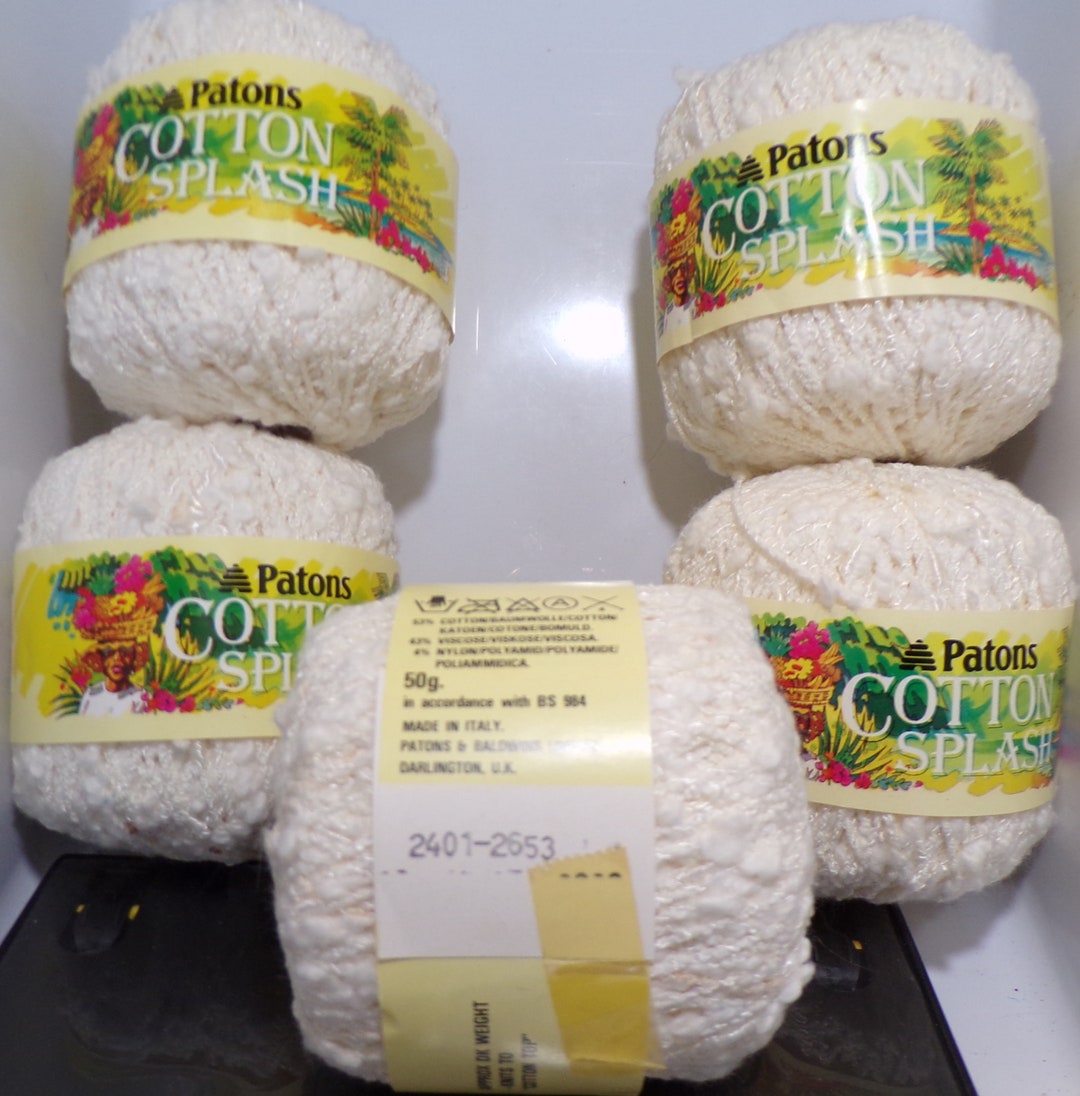 Patons 'color Splash' White; Cotton; Lot of 5 Balls - Etsy