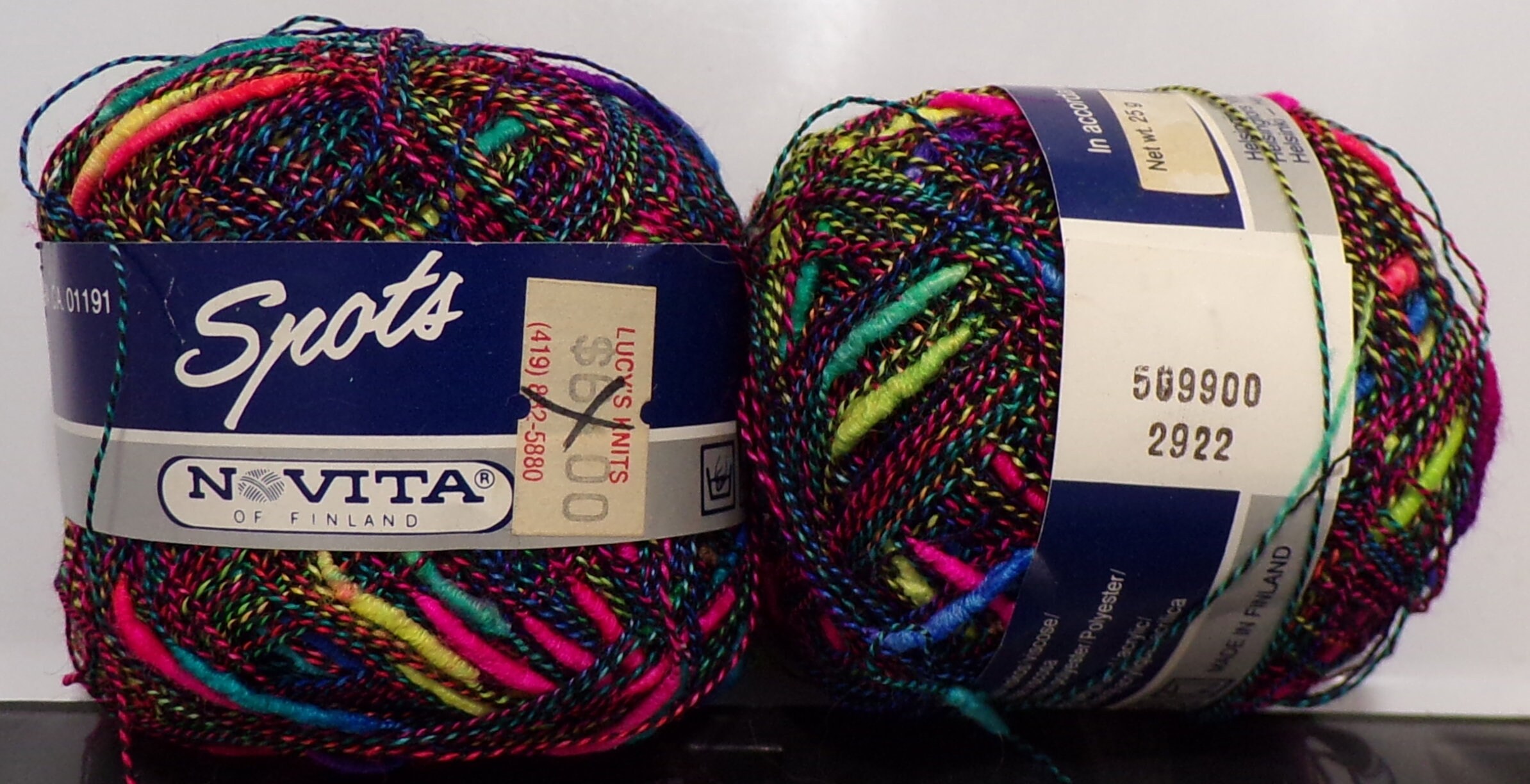 Novita of Finland 'spots' Neon Color Mix Acrylic, Viscose Lot of 2 ...
