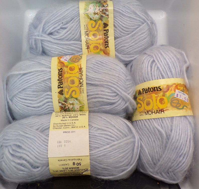 Patons 'solo With Mohair' Light Blue; Lot of 4 Full Skeins - Etsy