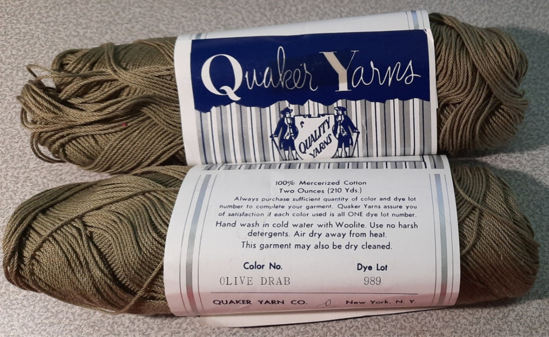 Vintage Quaker Yarns Dureen Cotton Cable Olive Drab Lot of 2 Skeins - Etsy