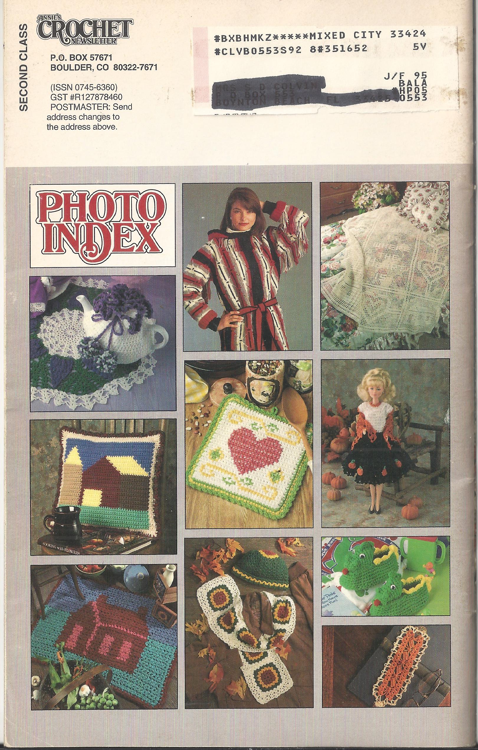 Annie's Crochet Newsletter; #71 Sept-oct 1994; 11 Patterns - Etsy