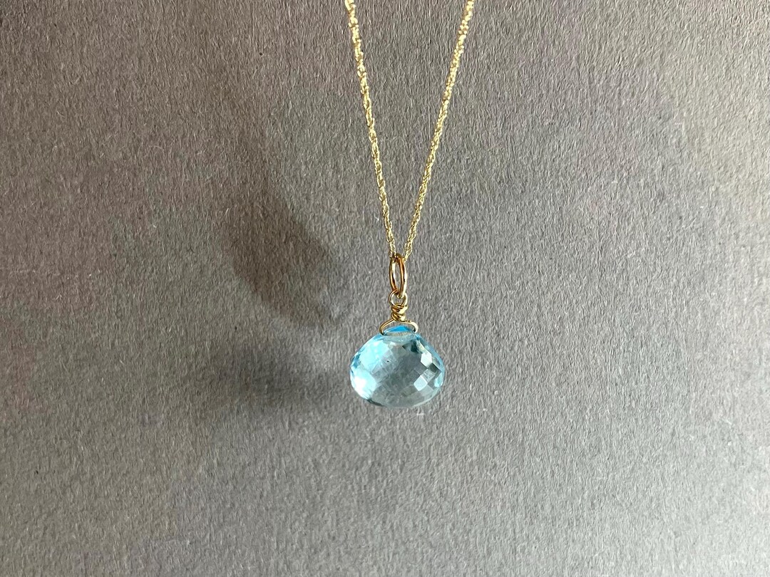 BLUE TOPAZ PENDANT 14k, Gemstone Pendant,14 Karat Gold Necklace ...