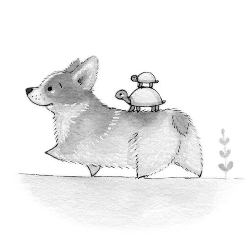 C23: Corgi Print Small Illustration Print Corgi Dog - Etsy