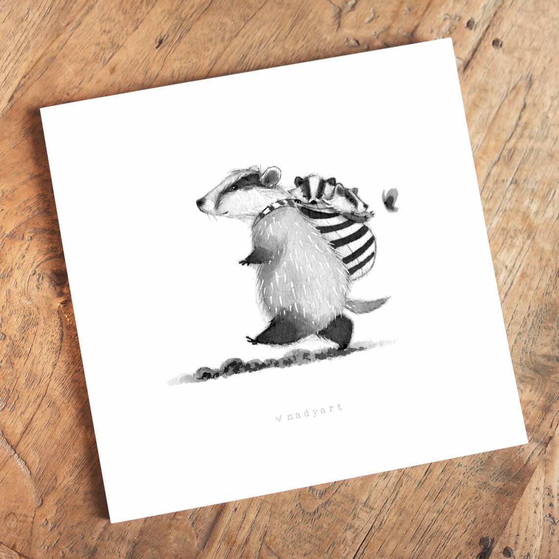 C18: Badger Print Small Cute Illustration Cute Badger - Etsy