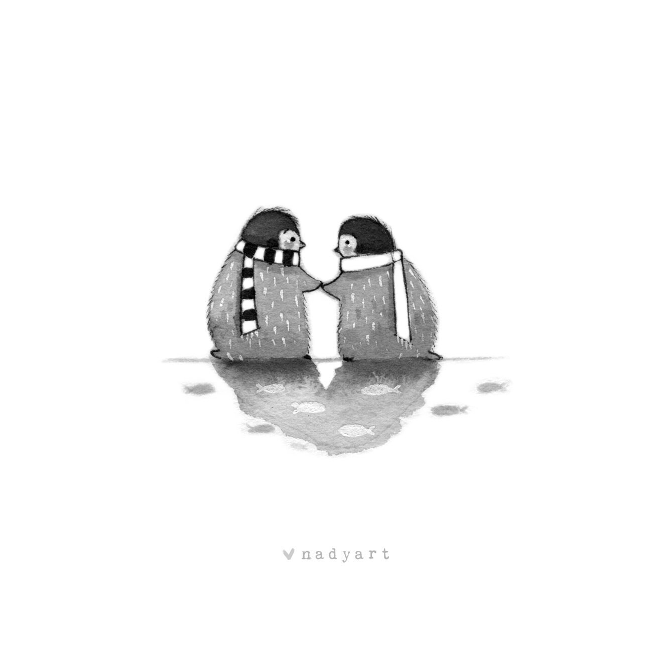 Penguin Couple Drawing
