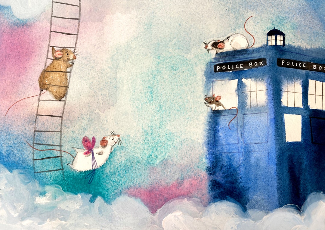 B34: Time Traveling Ratties - Blue Police Box - Time Travel Art ...