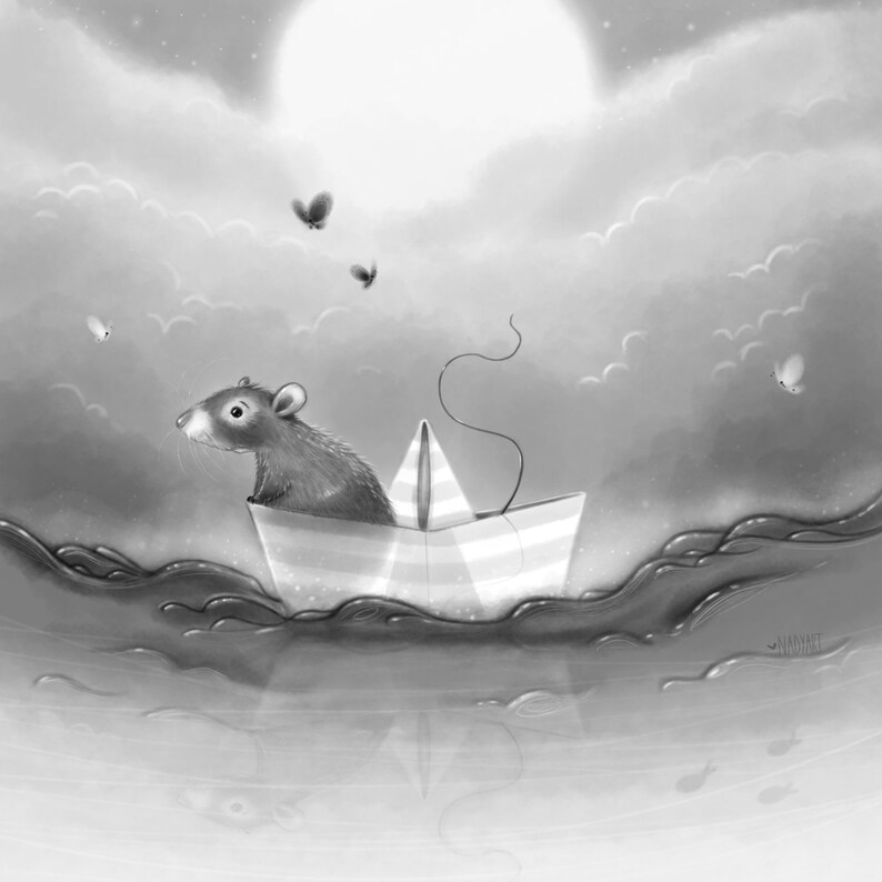 A12: to Where You Are - Rat in Paper Boat Art Print - Classic ...