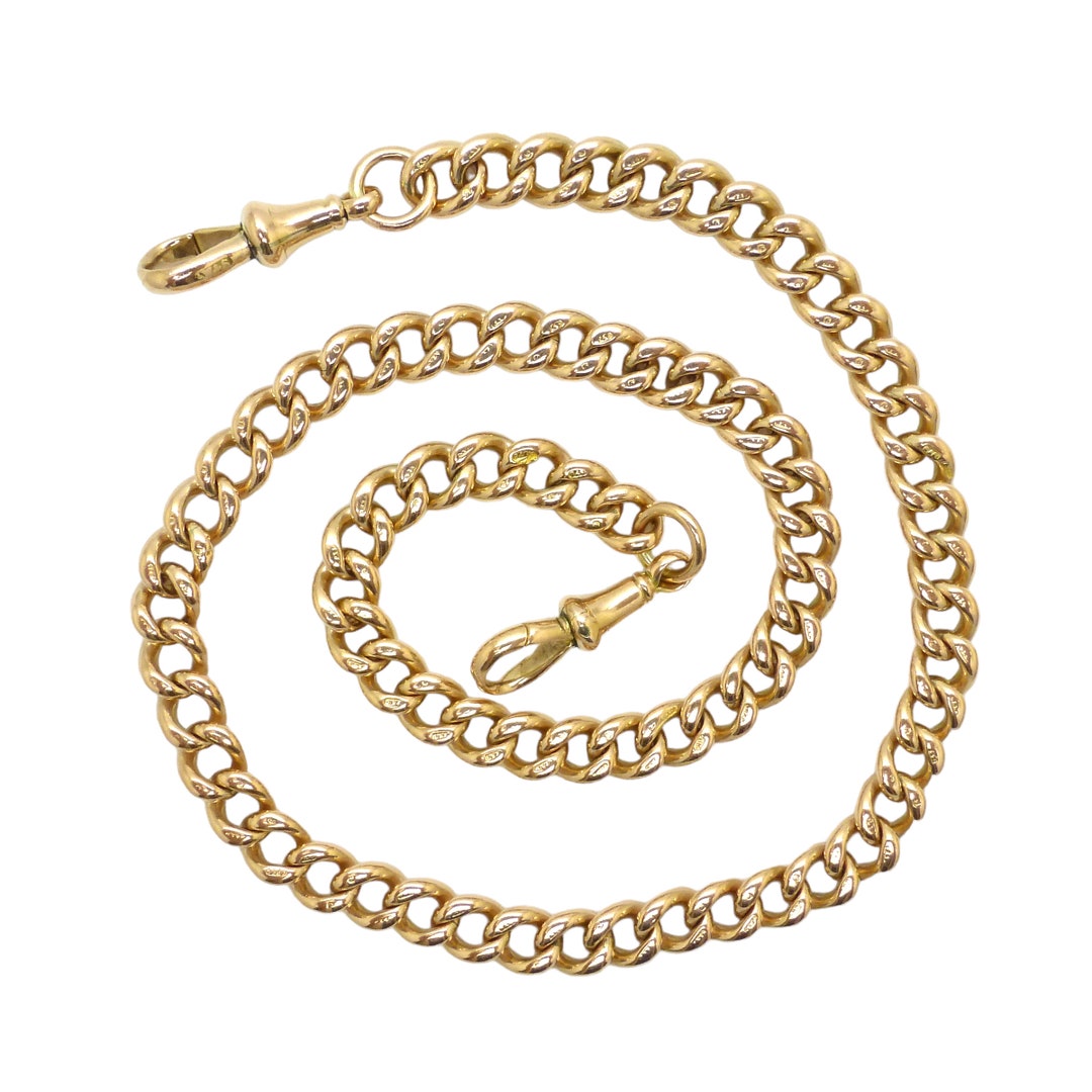 Antique Victorian Heavy 9ct Solid Rose Gold Double Albert Watch/neck ...