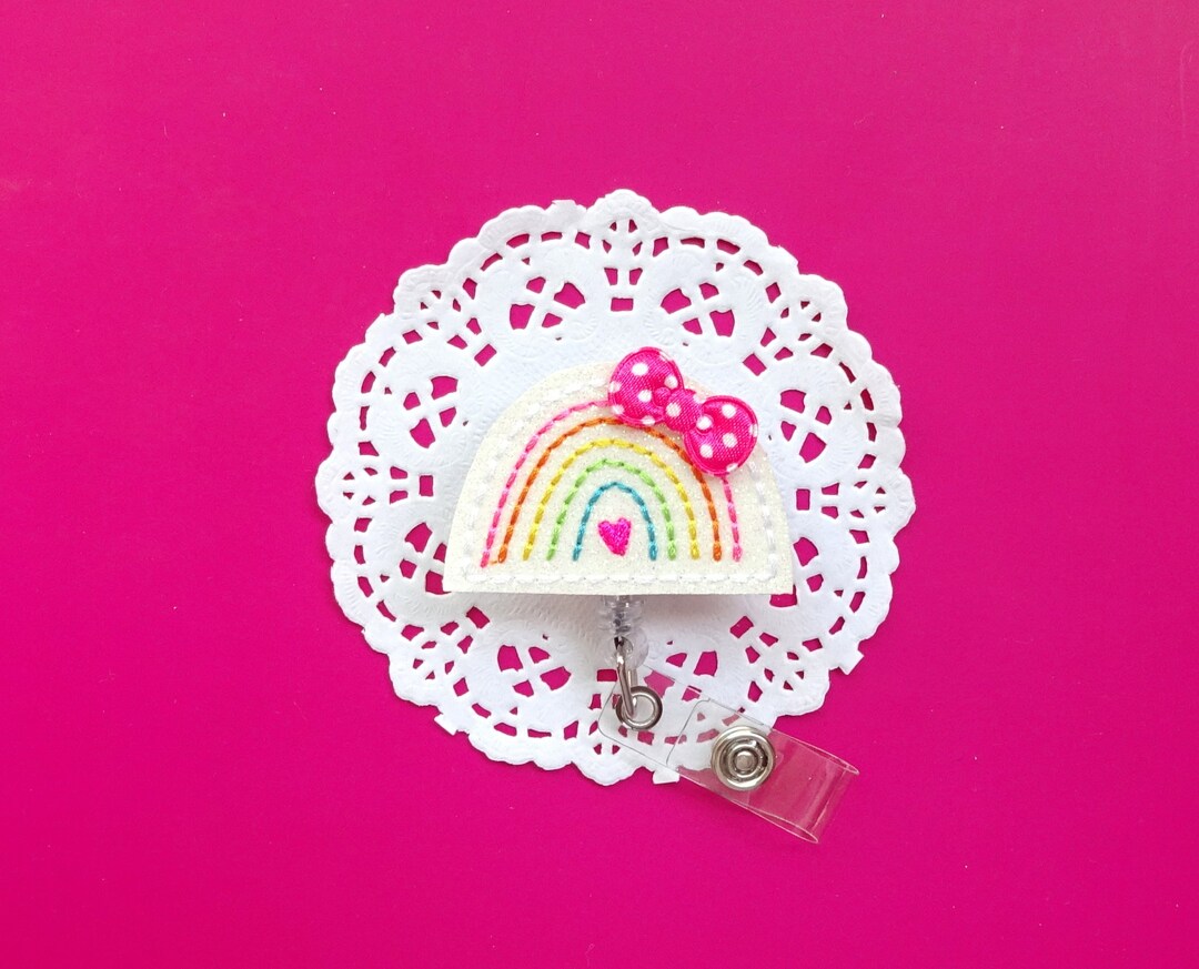 Rainbow Badge Reel Rainbow ID Badge Glitter Badge Reel ID - Etsy