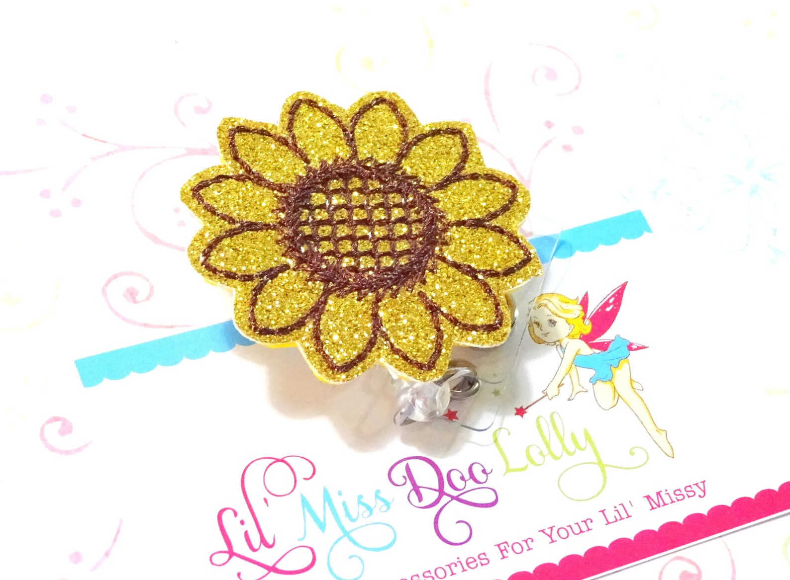Sunflower ID Badge Glitter Badge Reelfall Badge Reelbadge | Etsy