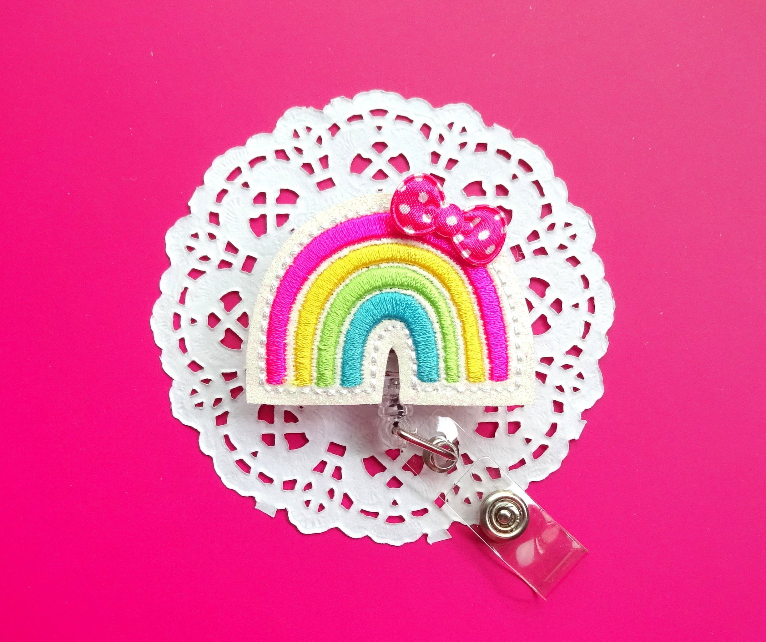Rainbow Badge Reel Rainbow ID Badge Glitter Badge ID Badge | Etsy