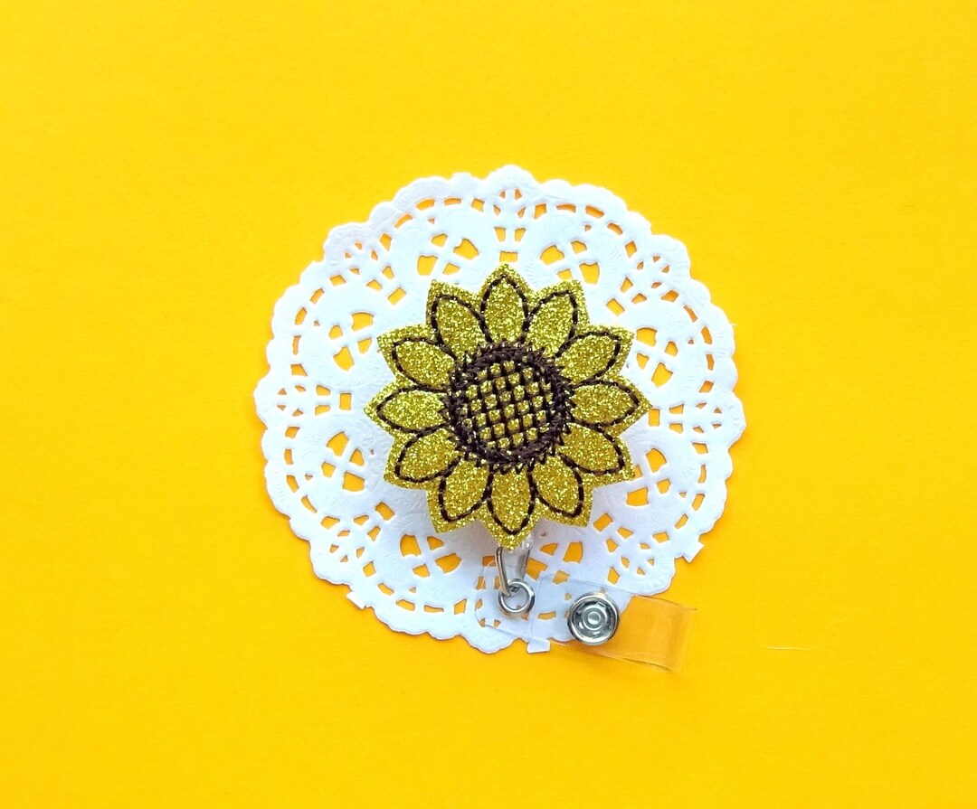 Sunflower ID Badge Glitter Badge Reelfall Badge Reelbadge - Etsy