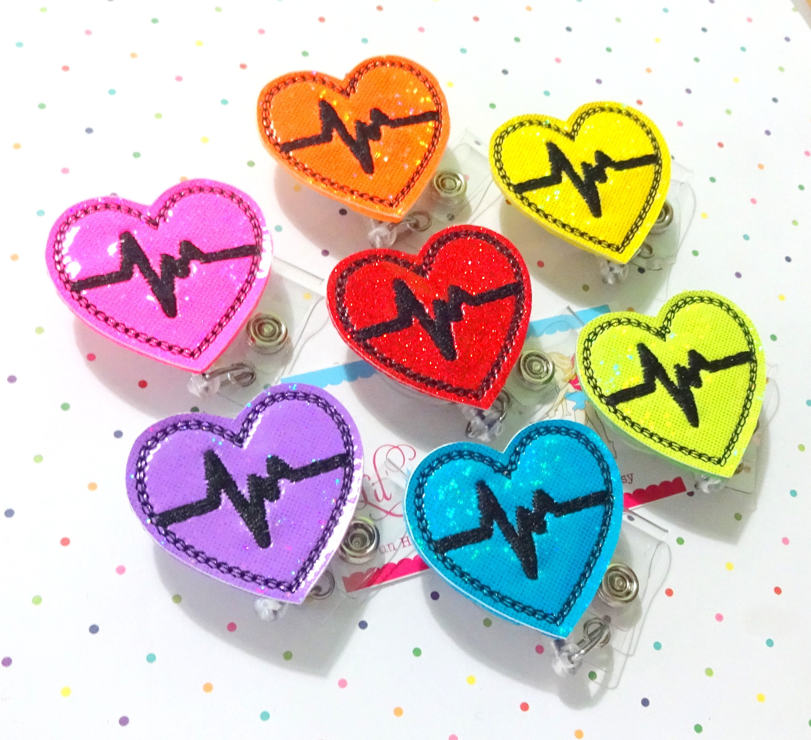 Cardiology Badge Reel Glitter Badge Holder Cardiologist ID | Etsy