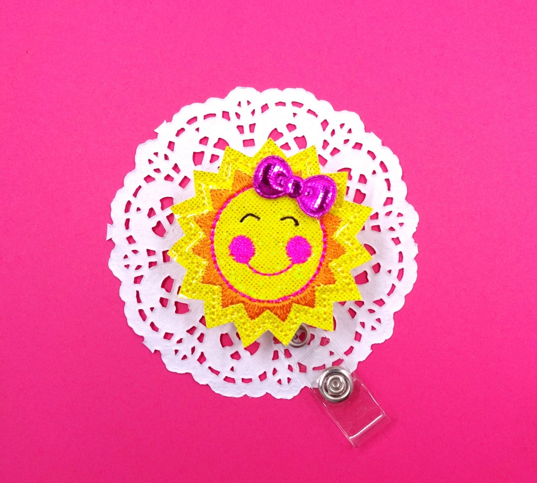 Sunshine ID Badge Reel Sun ID Badge Glitter Badge Holder - Etsy