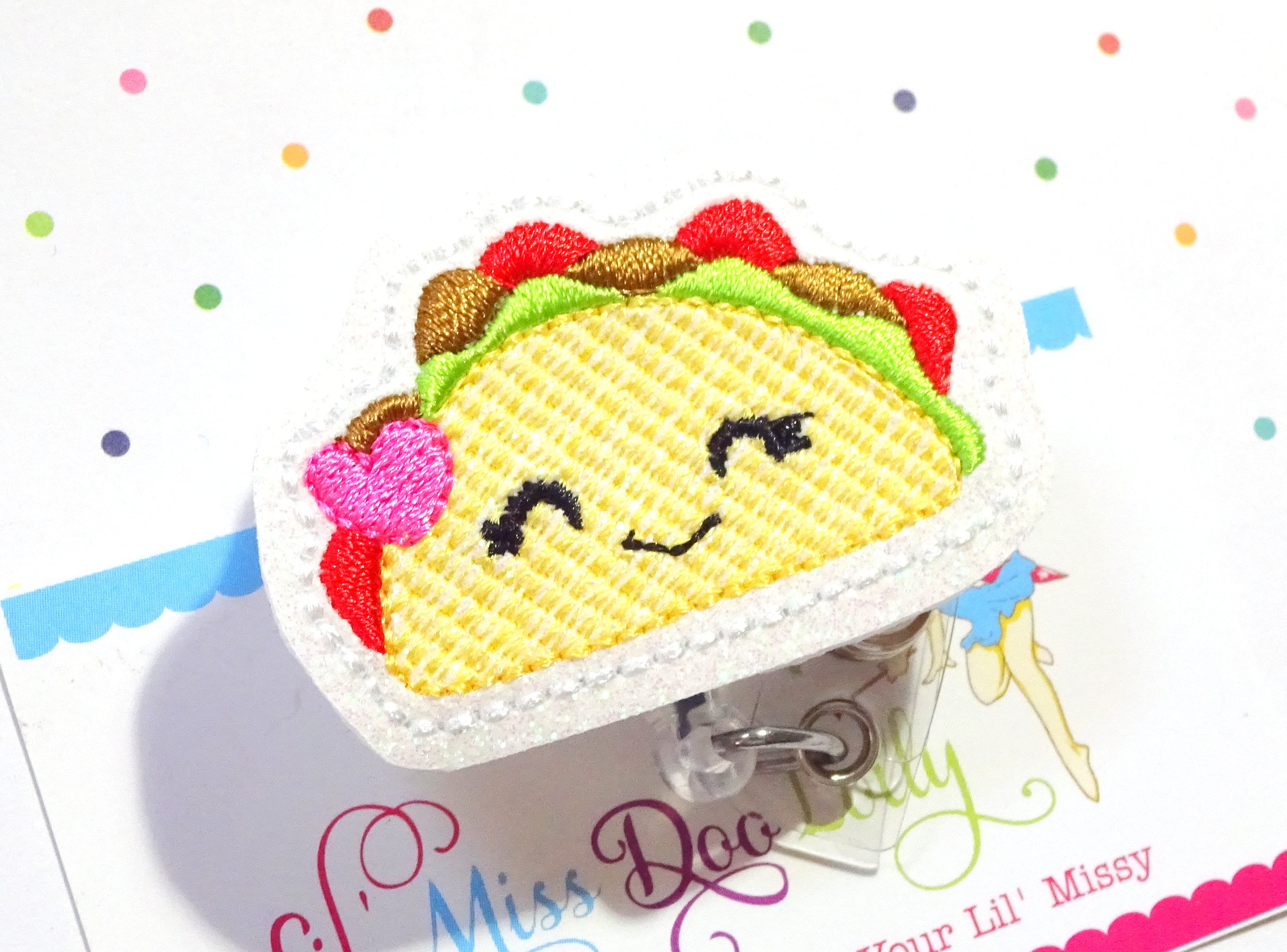 Taco Tuesday ID Badge Glitter Taco Badge Reel Taco Badge | Etsy
