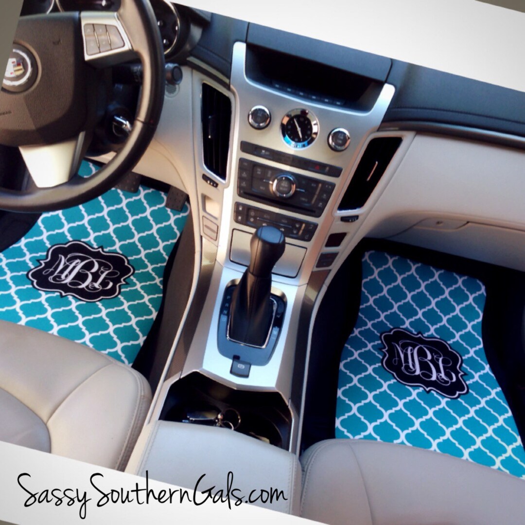 Quatrefoil Pattern Monogrammed Car Mats, New Driver Gift, Cute Car ...
