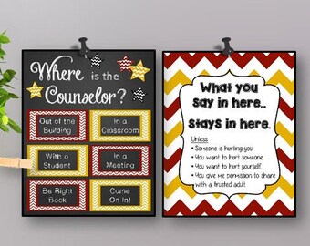 Boho Rainbow Where is the School Counselor Sign and Office Door Decor ...