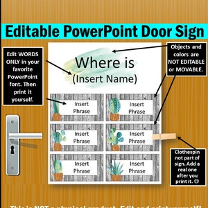 Succulent Office Decor, Editable Door Signs, Where is the Door Sign ...