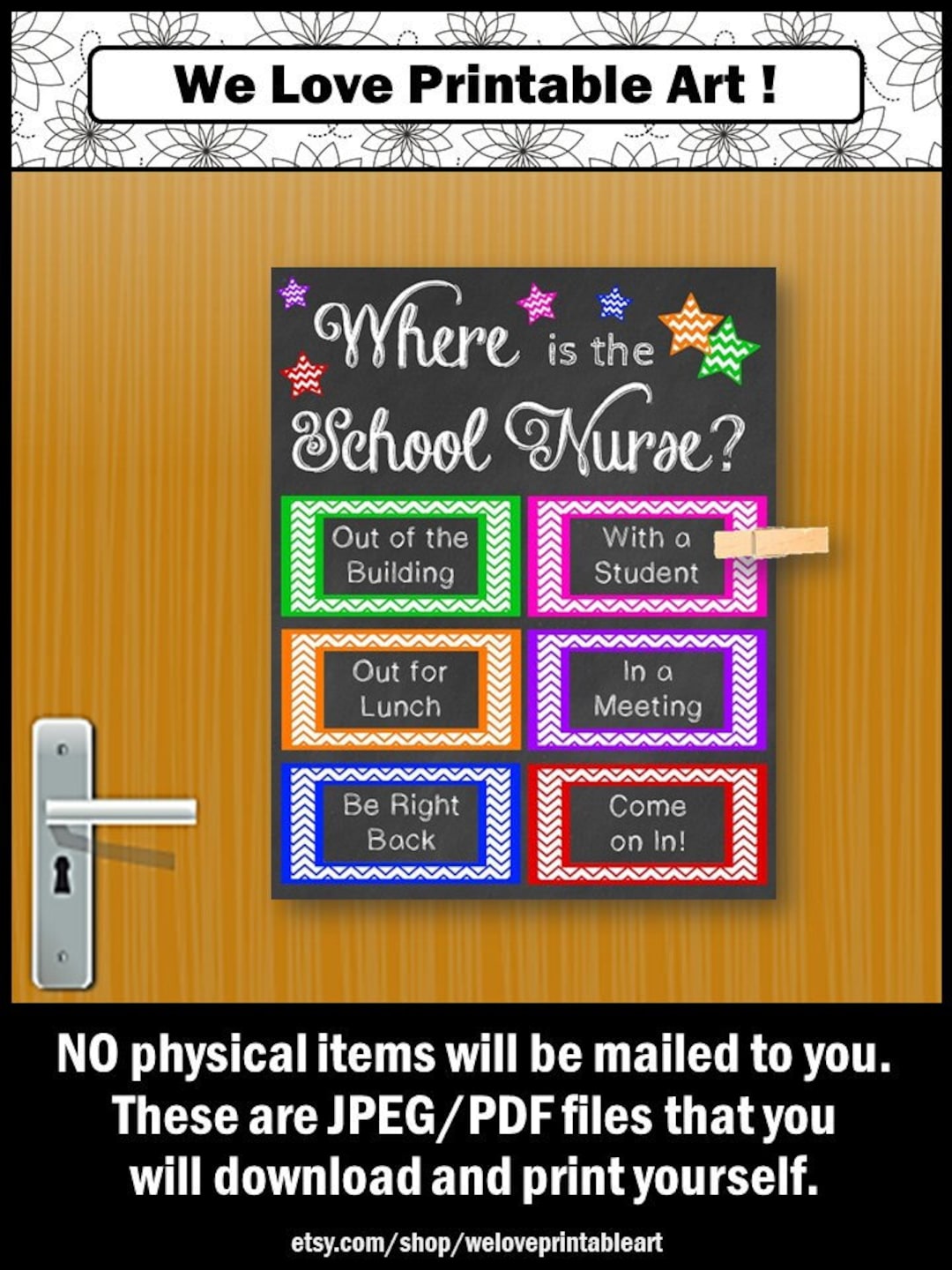 School Nurse PRINTABLE Office Door Signs Poster Decoration - Etsy