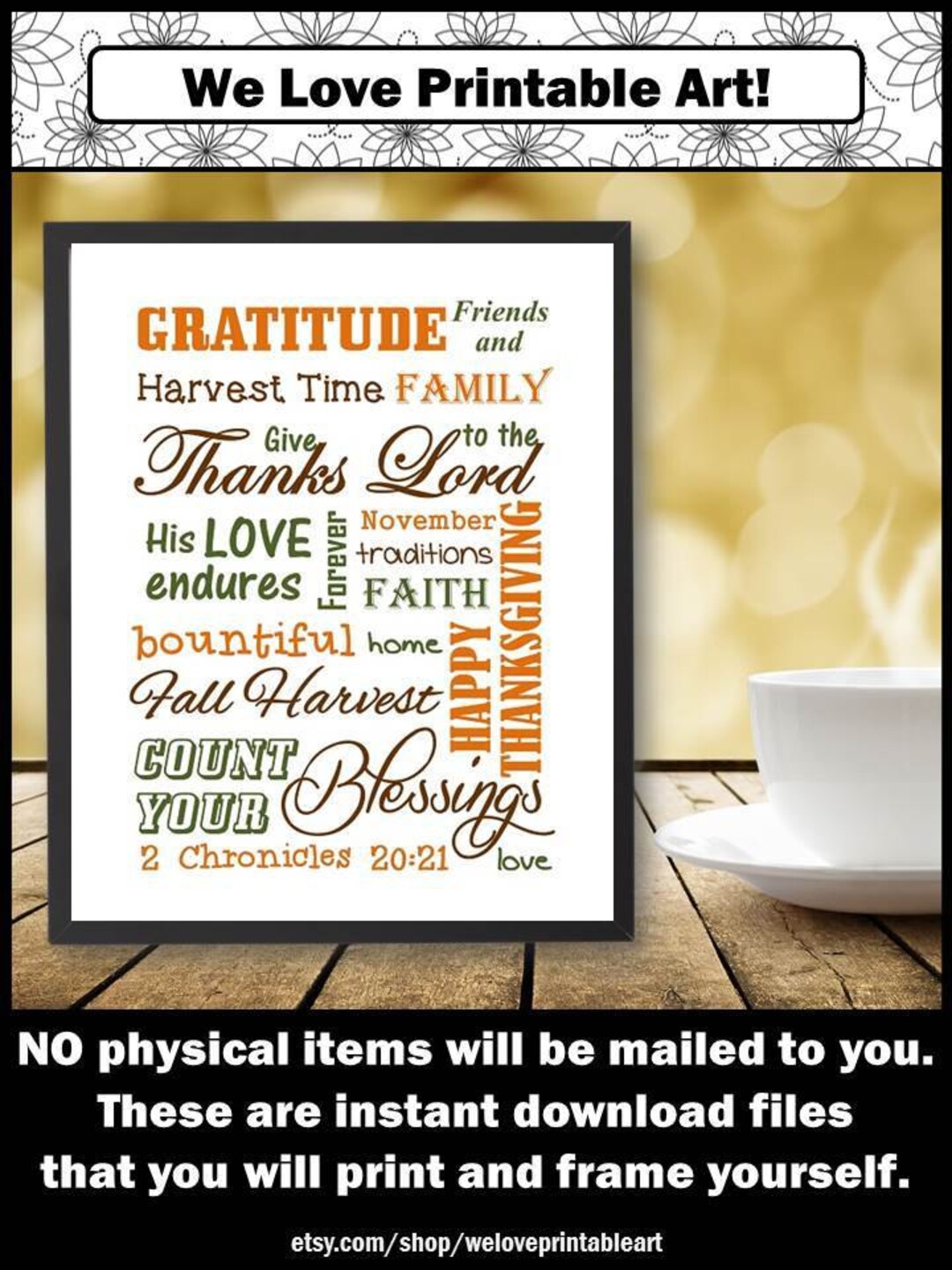 Happy Thanksgiving Printable Wall Art, Gratitude Poster, Give Thanks to ...