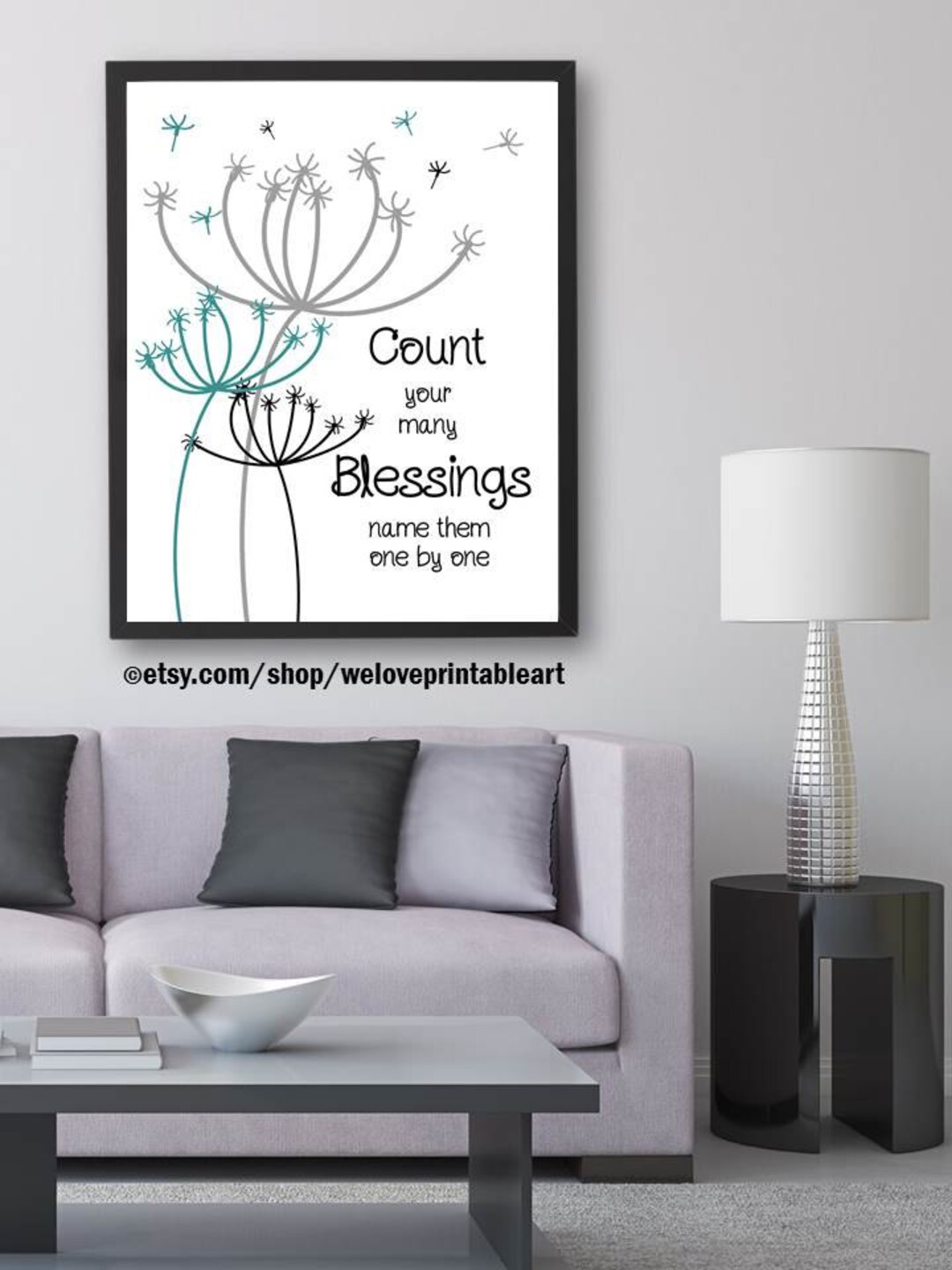 Count Your Blessings Sign, Dandelion Art, Bible Verse Wall Art ...