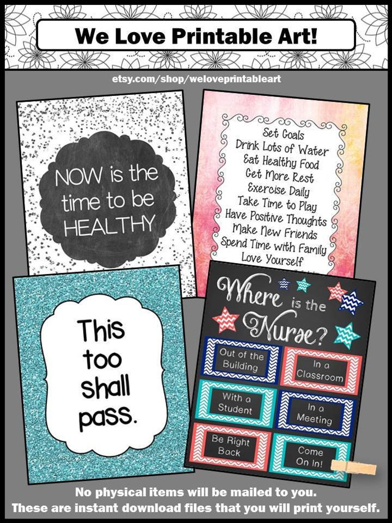 School Nurse Decorations Poster BUNDLE Office Door Sign Thank | Etsy