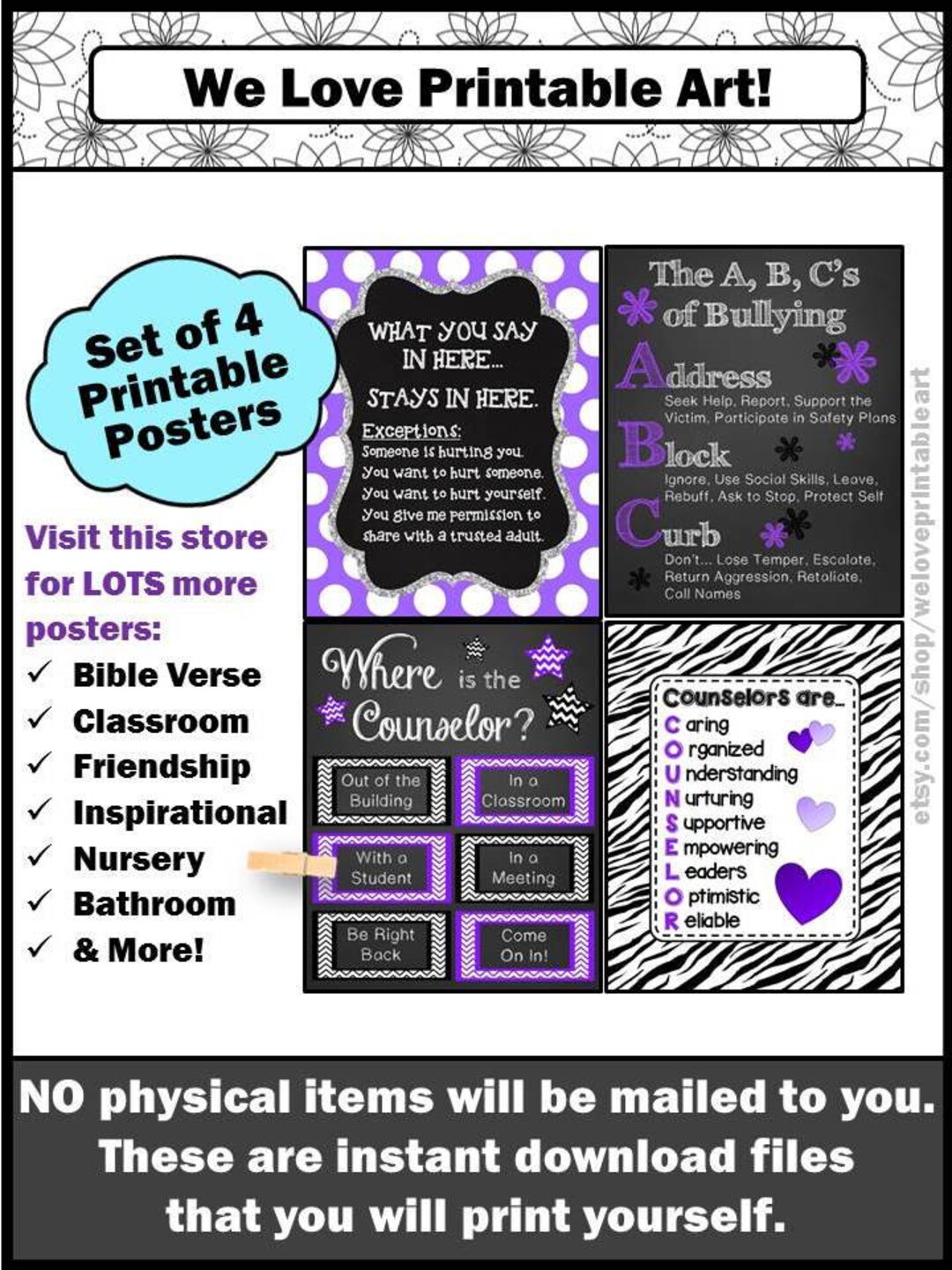 National School Counseling Week Gifts, School Counselor Posters BUNDLE ...