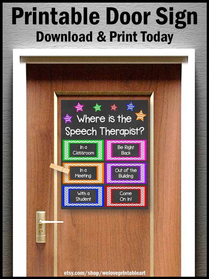 Printable Speech Therapy Office Decor Speech Therapist Door | Etsy